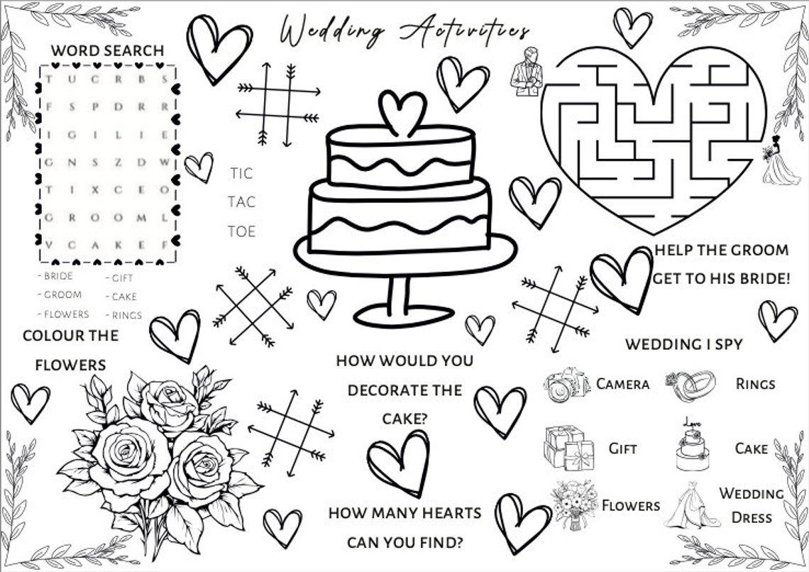 Kids Wedding Activity Sheets - Etsy