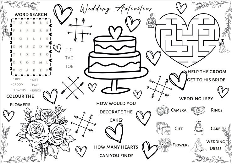 Kids Wedding Activity Sheets - Etsy