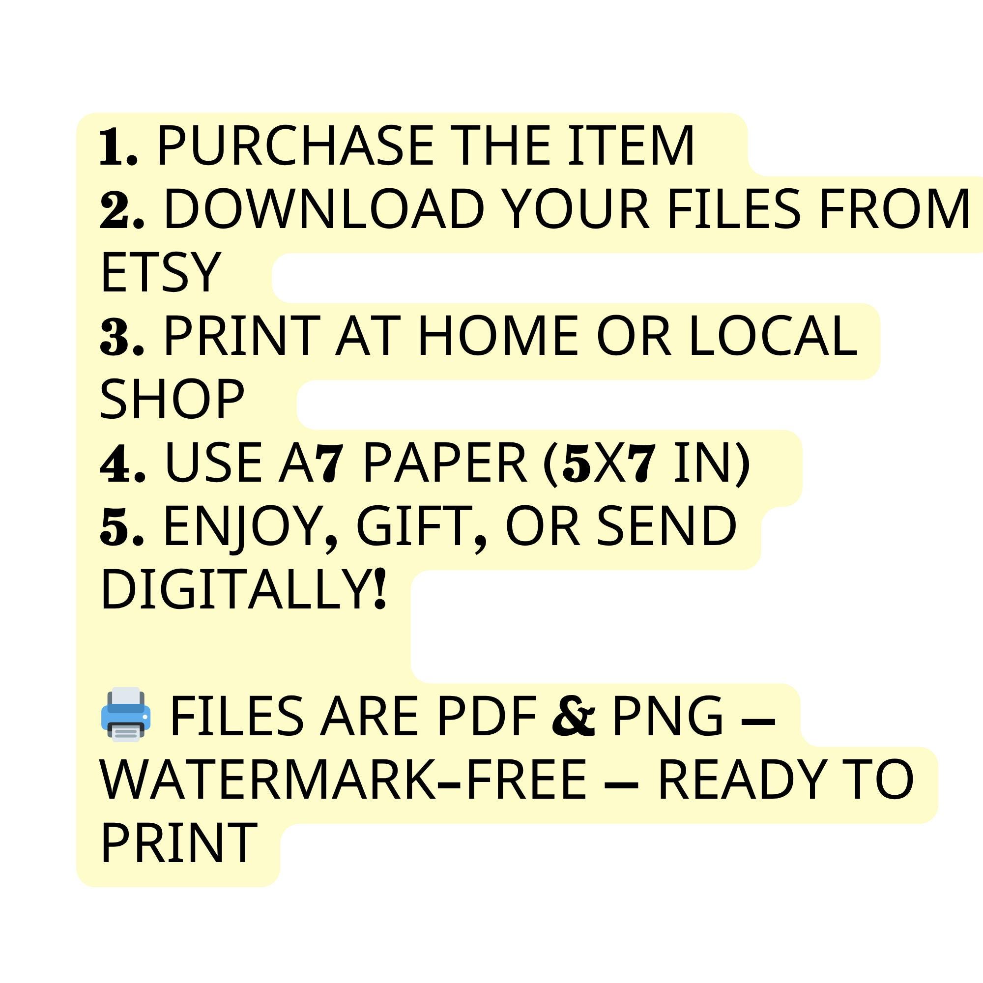 Birthday Card – Printable PDF + PNG – 5x7 in – Digital Download – Flat ...