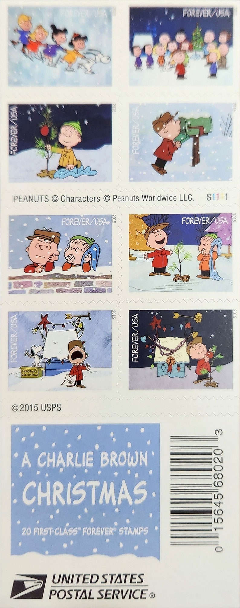 20 Charlie Brown Forever Christmas Stamps 2015, Face Value 13.60 - Etsy