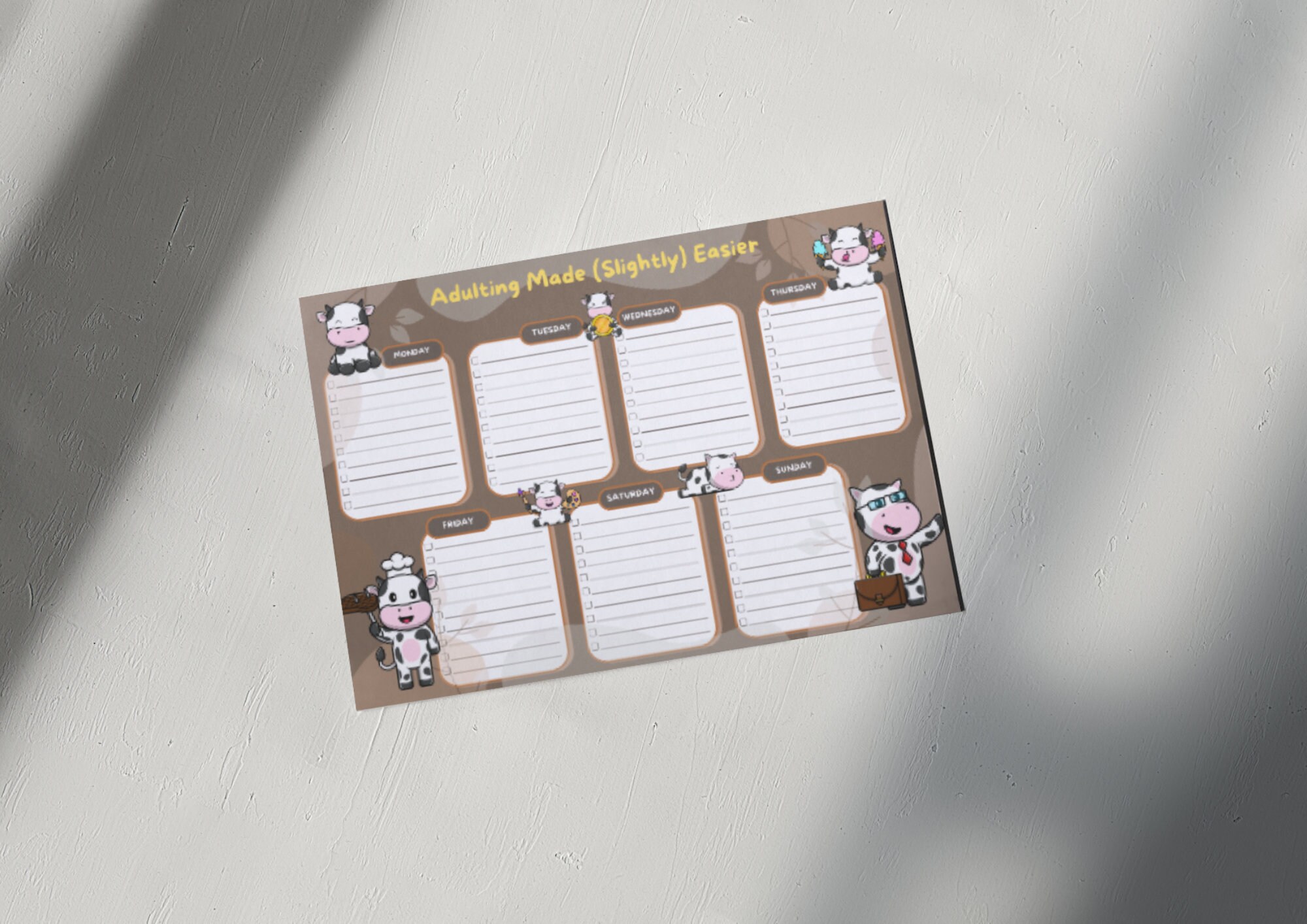 Weekly Planner - Cute Cow - Etsy