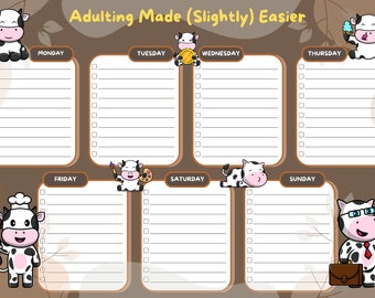 Weekly Printable To-do Planner, Cute Pink Cow Aesthetic, Task Planner ...