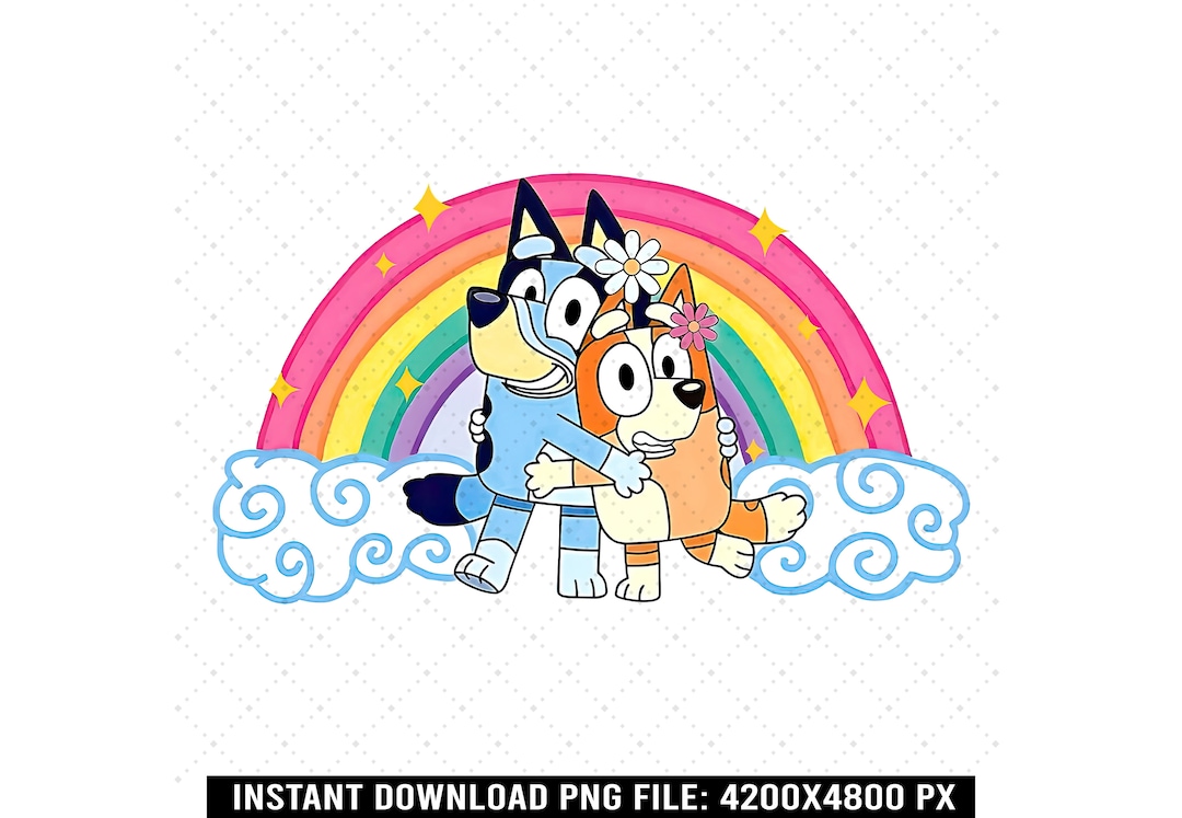 Rainbow Bluey Png Bluey Bingo Png Bluey Family Png Bluey - Etsy