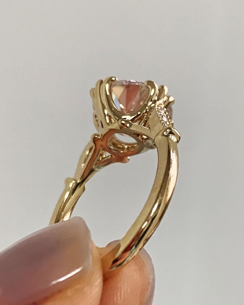 Art Deco Wedding Ring Vintage Inspire Ring 2 Ct Round Moissanite Ring ...