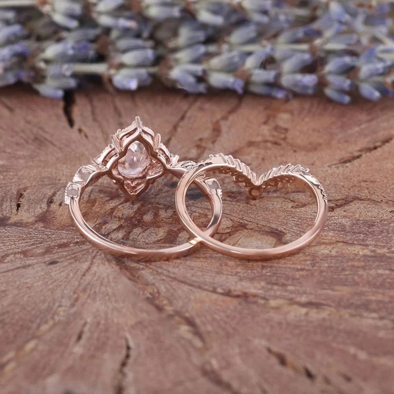 Art Deco Milgrain Moissanite Wedding Ring Set Vintage Moissanite ...
