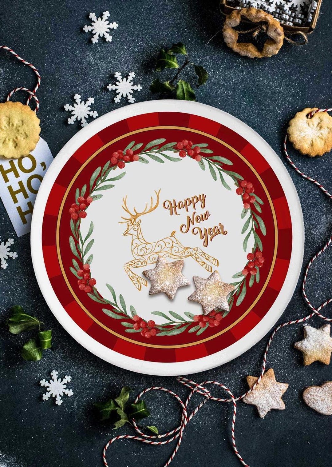 New Year Themed 30 Cm Porcelain Serving Plate Elegant and Stylish ...
