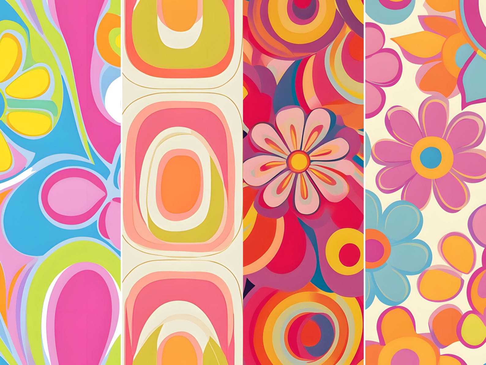 Hippy Pattern, 22 Groovy Digital Papers - Retro Patterns, Retro Groovy ...
