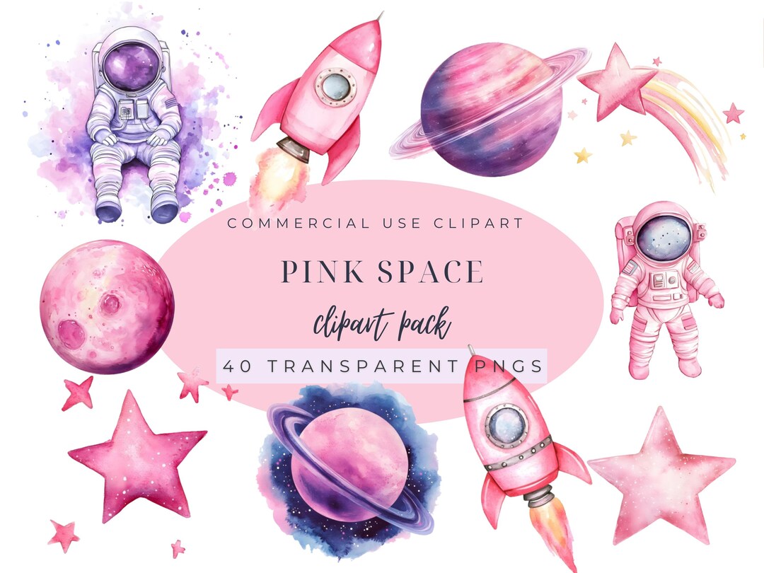 Space Clipart Bundle, Cute Astronauts, Rocket and Planets PNG, Digital ...