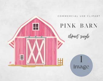 Pink Barn Watercolor Clipart: Farm Birthday Decor (digital Download) - Etsy