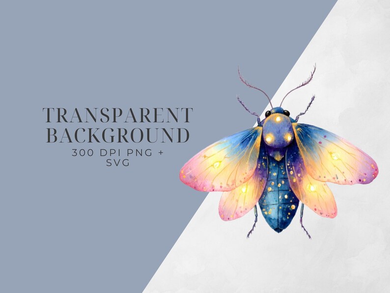 Lightning Bug Clipart, Watercolor Firefly Art, Cute Insect PNG, Digital ...