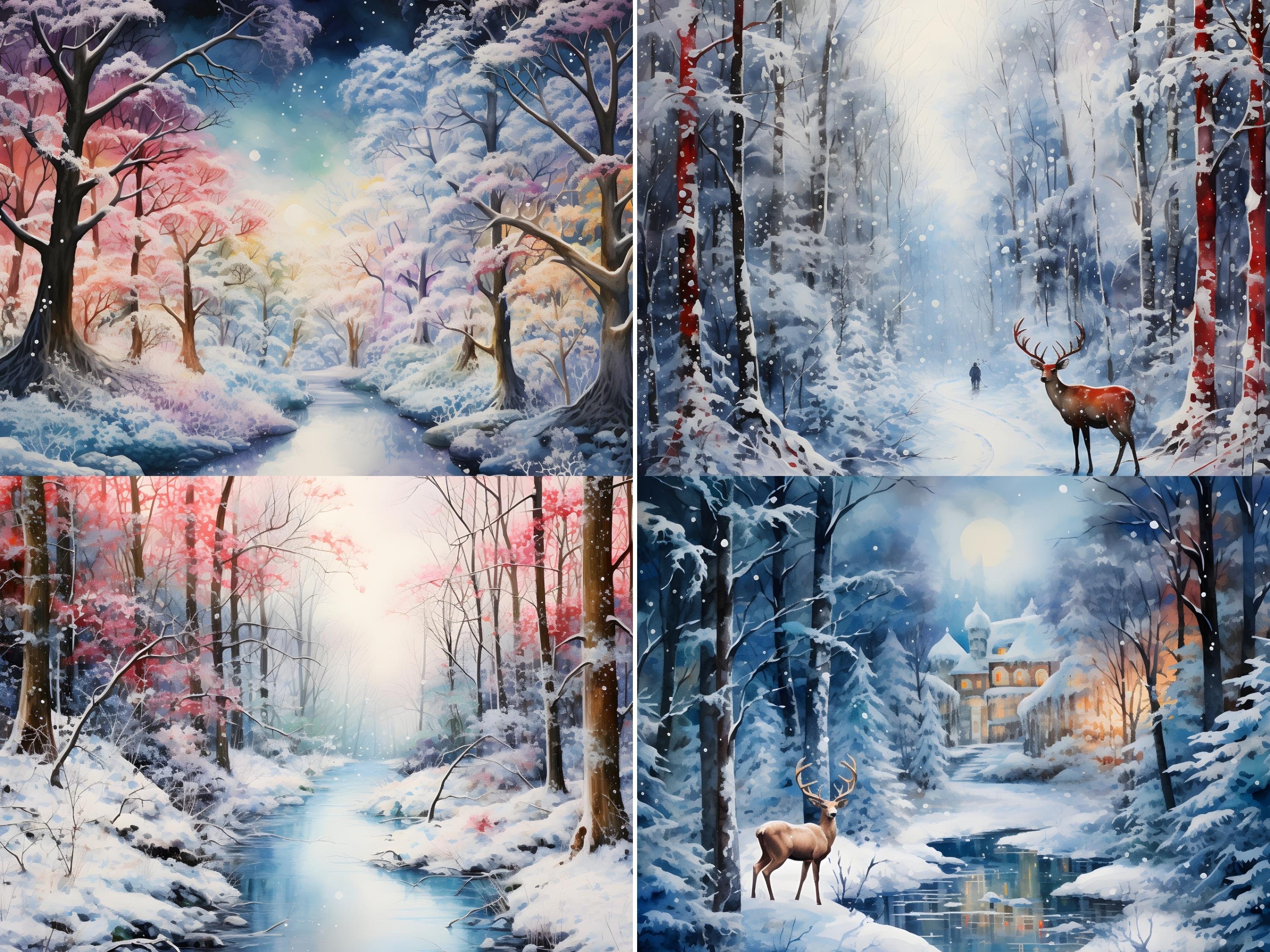 Winter Wonderland Garden Clipart, Printable Winter Woodland Digital ...