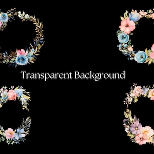 Watercolor Spring Flower Wreath Clipart, Spring Wreath Clipart, PNG ...
