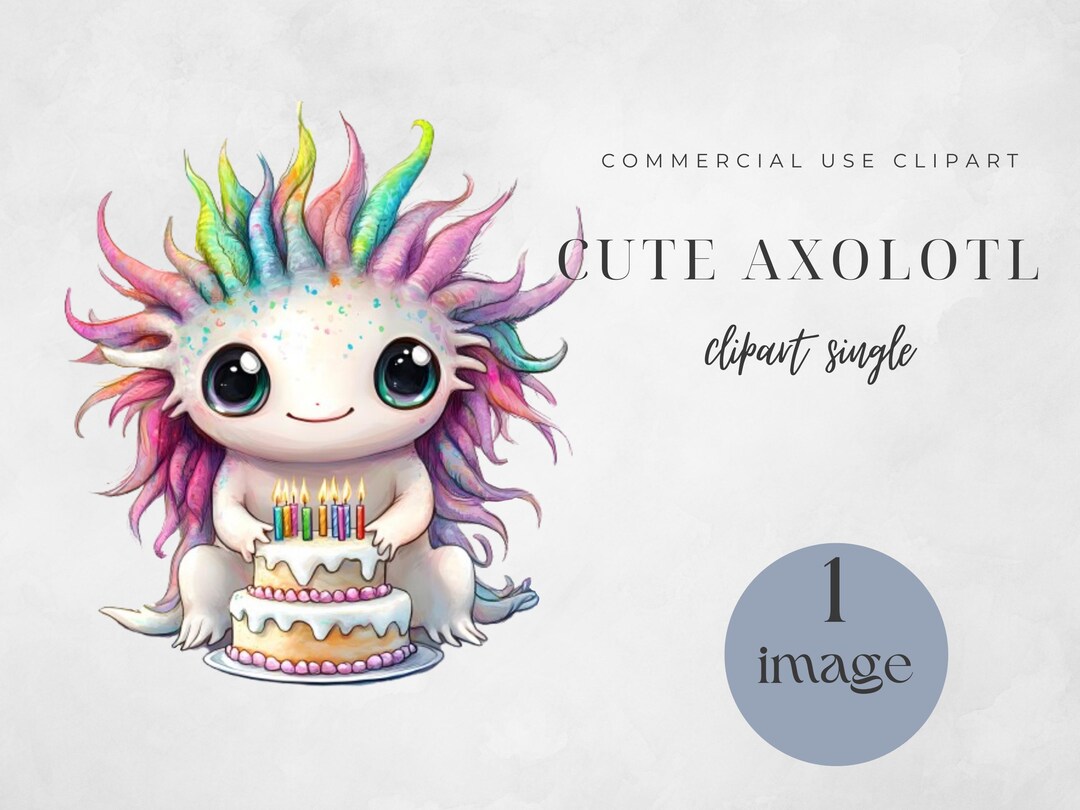 Watercolor Axolotl Clipart, Cute Axolotl Nursery Decor, Digital ...