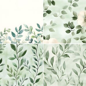 Sage Green Floral Digital Paper: Watercolor Scrapbook Backgrounds ...