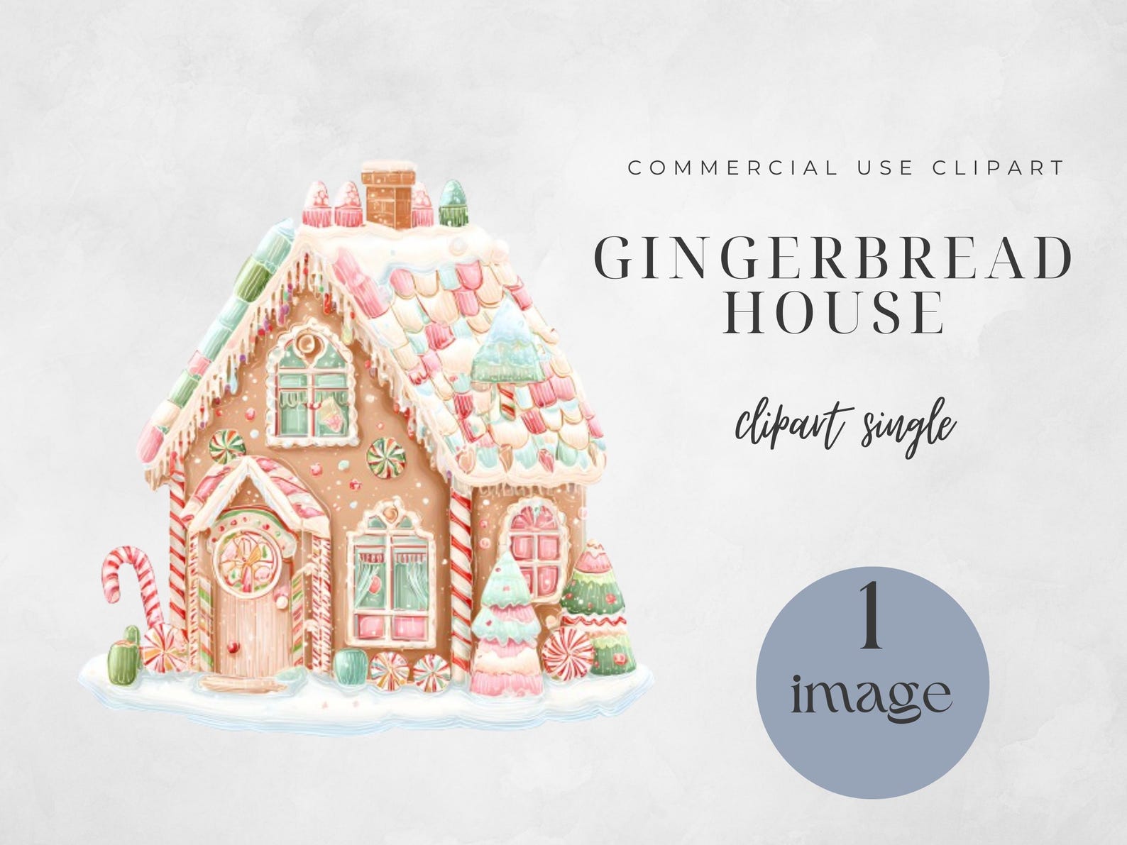Ginger Bread House Clipart, Cute Christmas PNG, Watercolor Digital ...