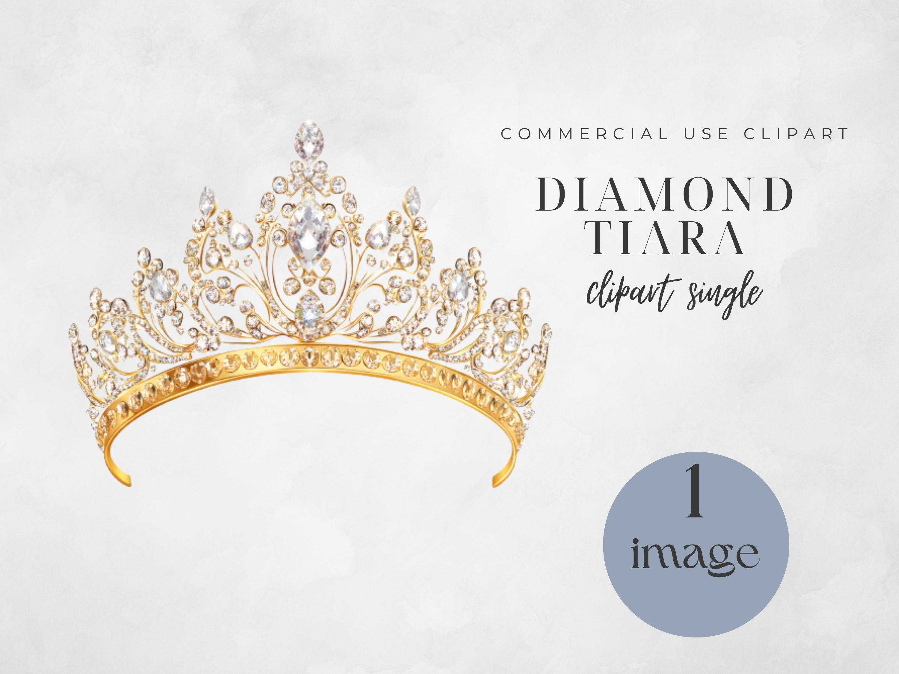 Diamond Tiara Clipart: Gold Princess Crown, Commercial Use (digital ...