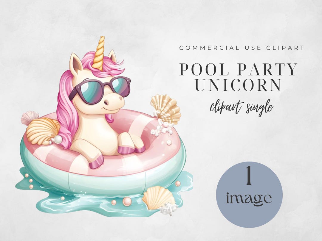 Pool Party Unicorn Clipart: Summer Birthday PNG (digital Download) - Etsy