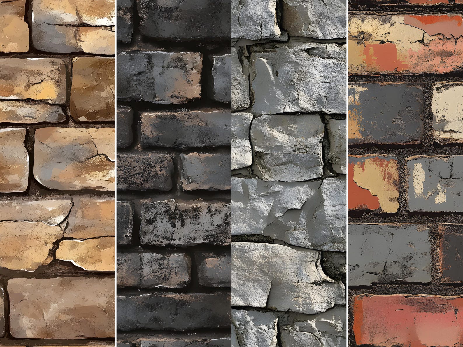 Brick Wall Textures: Rustic Digital Paper (digital Download) - Etsy