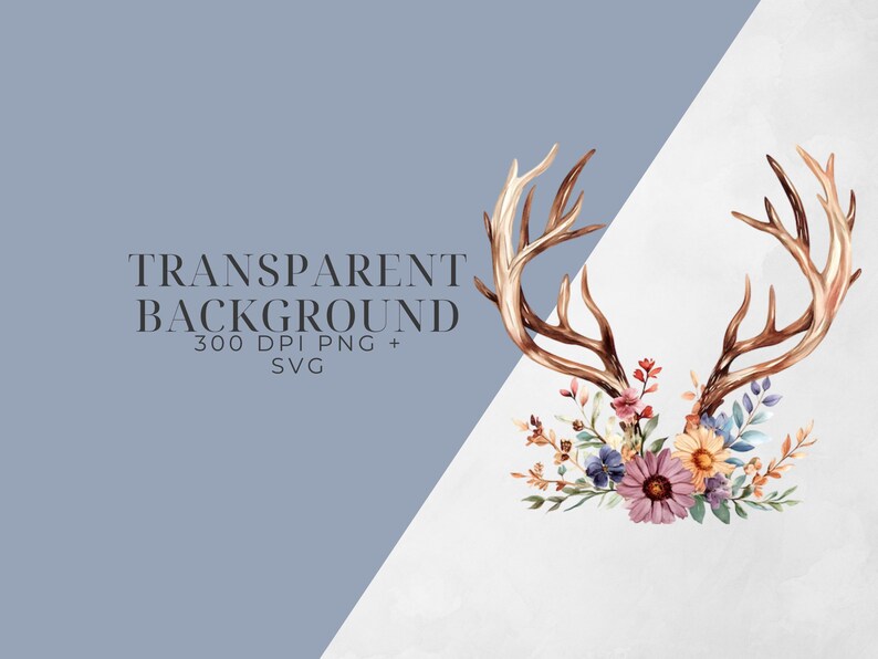 Deer Antler Floral Clipart: Buck Graphics (digital Download) - Etsy