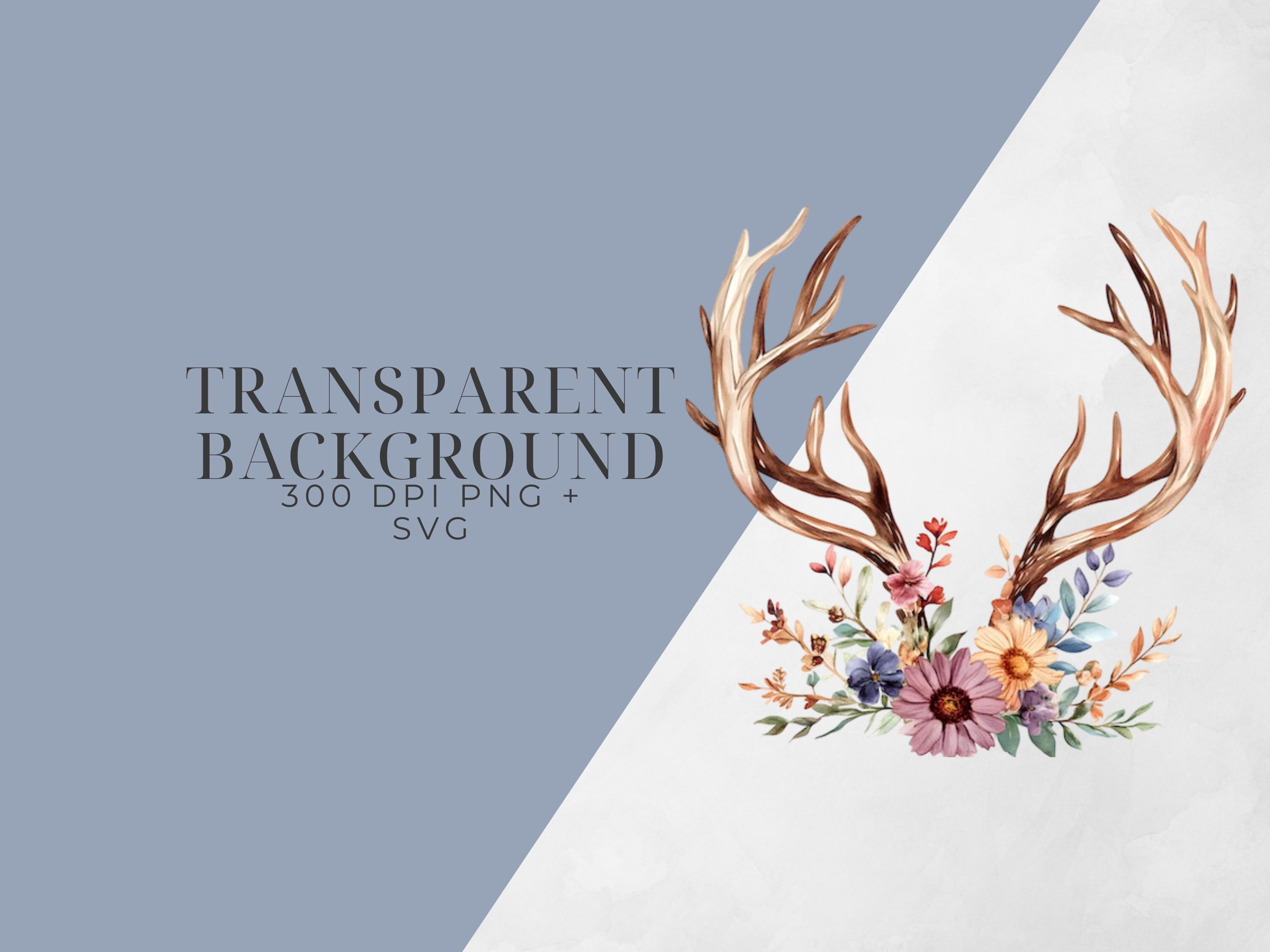 Deer Antler Floral Clipart: Buck Graphics (digital Download) - Etsy