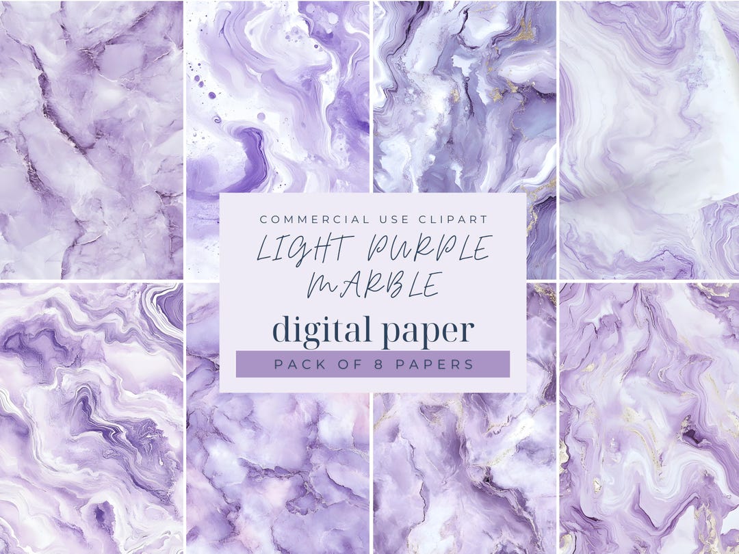Purple Marble Digital Paper, Seamless Patterns, Lilac Violet, Ink ...