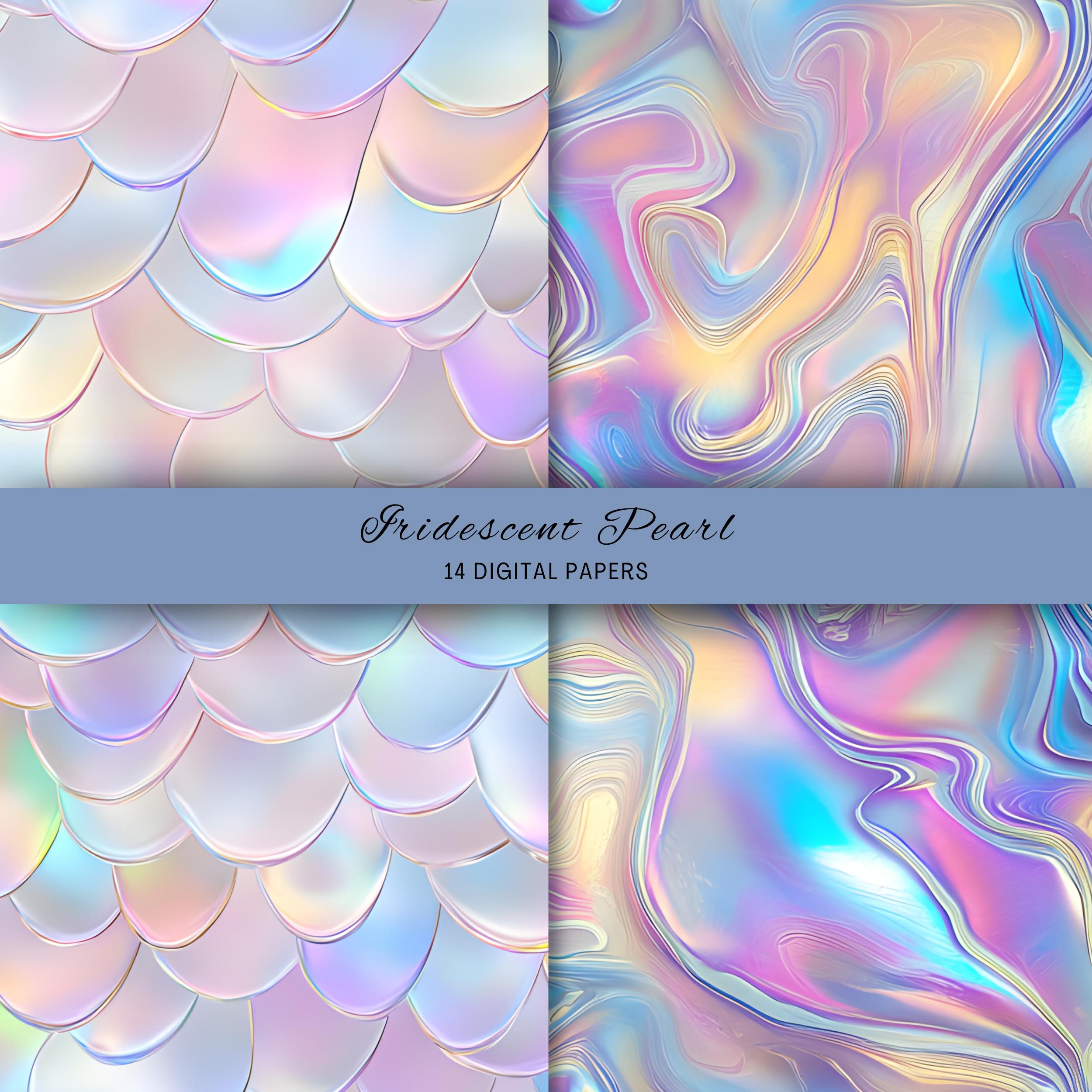 Iridescent Pearl Digital Paper: Holographic Scrapbook Patterns (digital ...