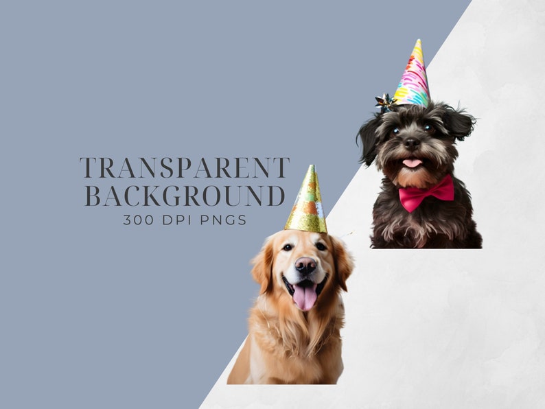 Birthday Dog Clipart, Cute Puppy Clipart, PNG, Dog Birthday Hat Clipart ...