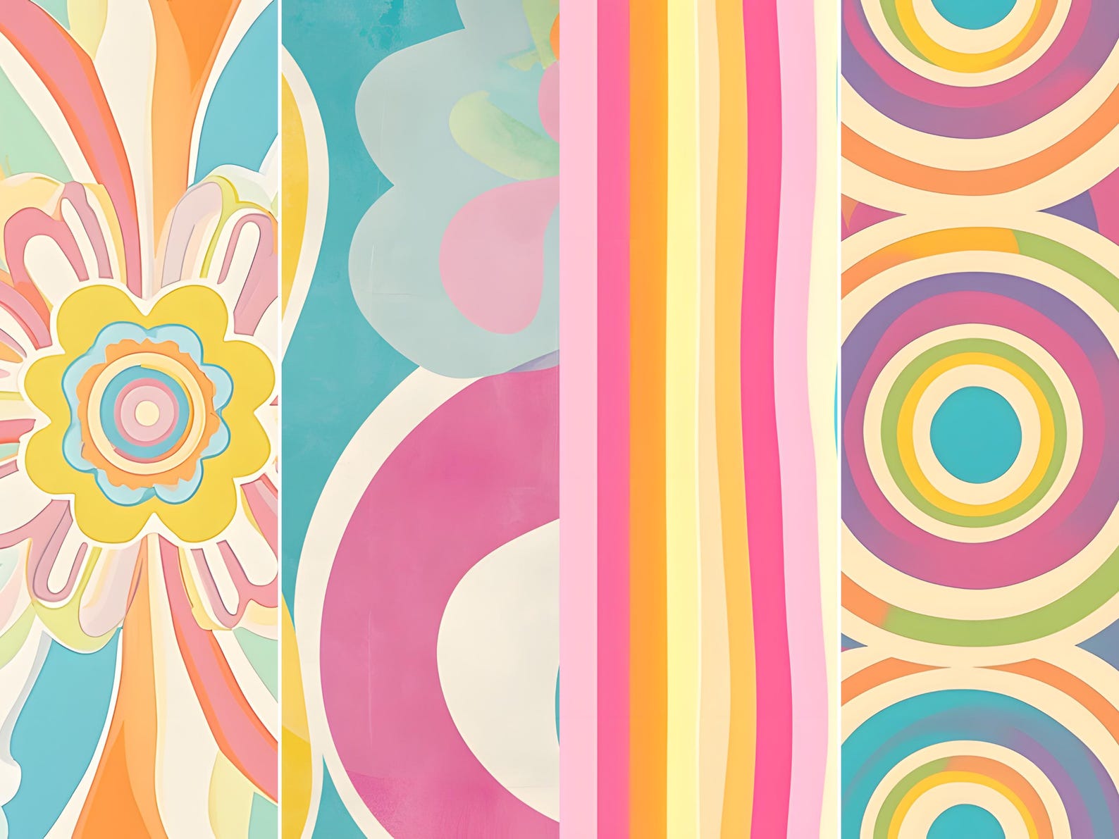 Hippy Pattern, 22 Groovy Digital Papers - Retro Patterns, Retro Groovy ...