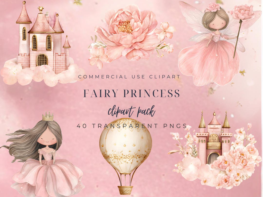 Fairy Clipart, Pink Fairies Bundle, Watercolor Clipart for Birthday ...