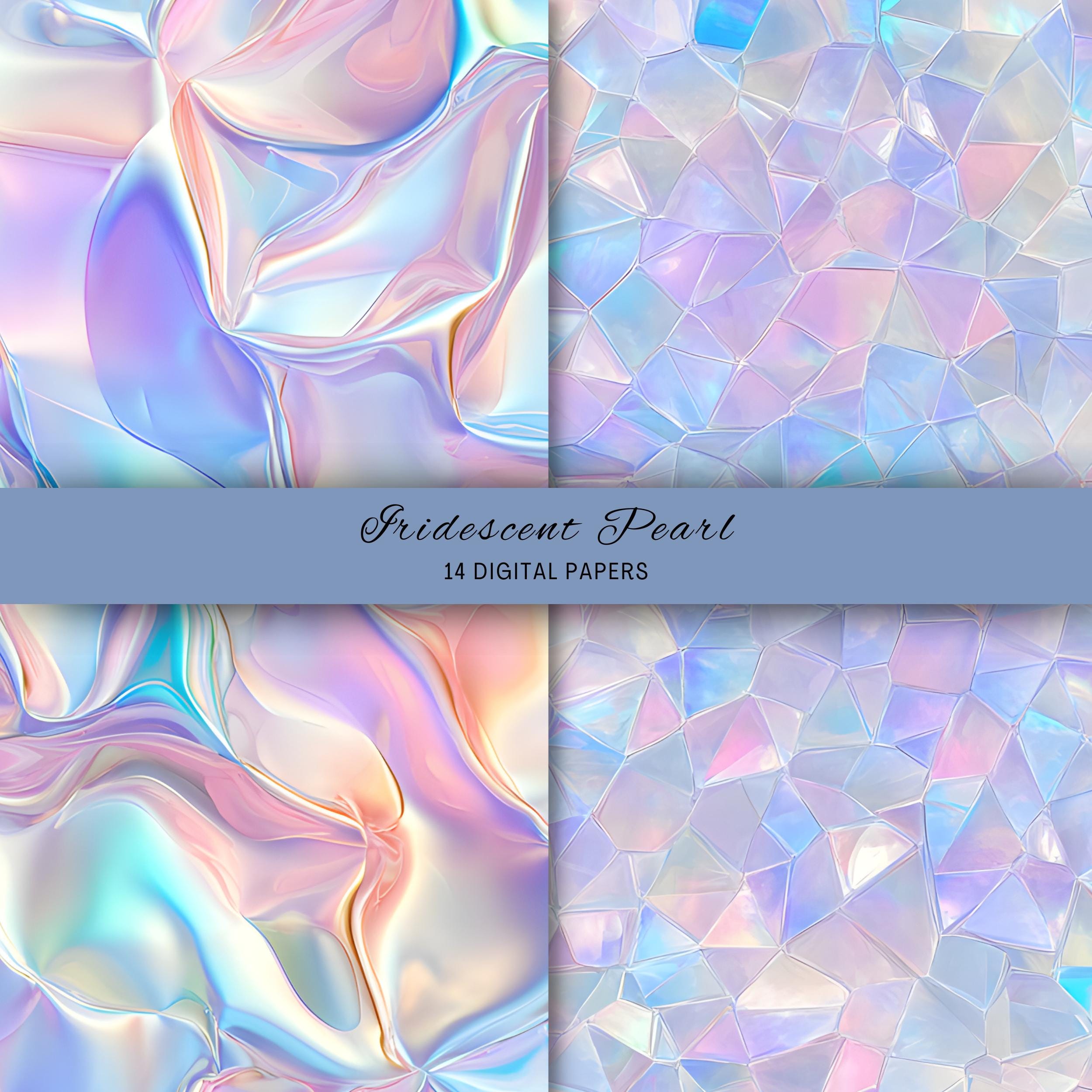 Iridescent Pearl Digital Paper: Holographic Scrapbook Patterns (digital ...