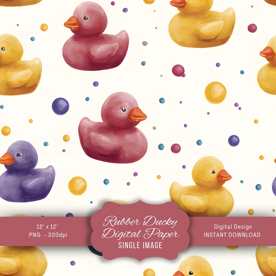 Rubber Duck Digital Paper: Baby Shower Clipart (instant Download PNG ...