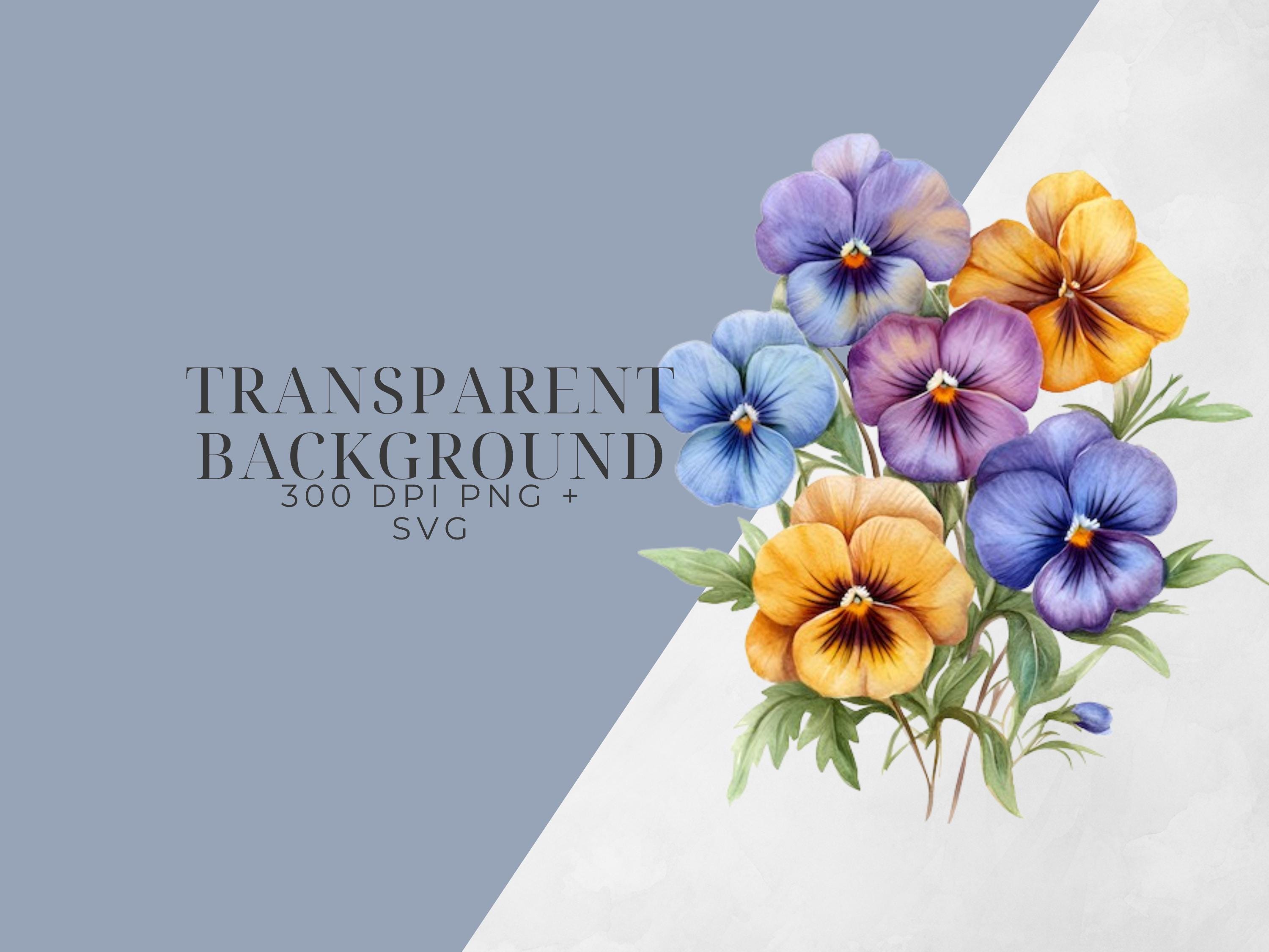 Pansy Flowers Digital Paper, Watercolor Clipart, Printable Craft ...