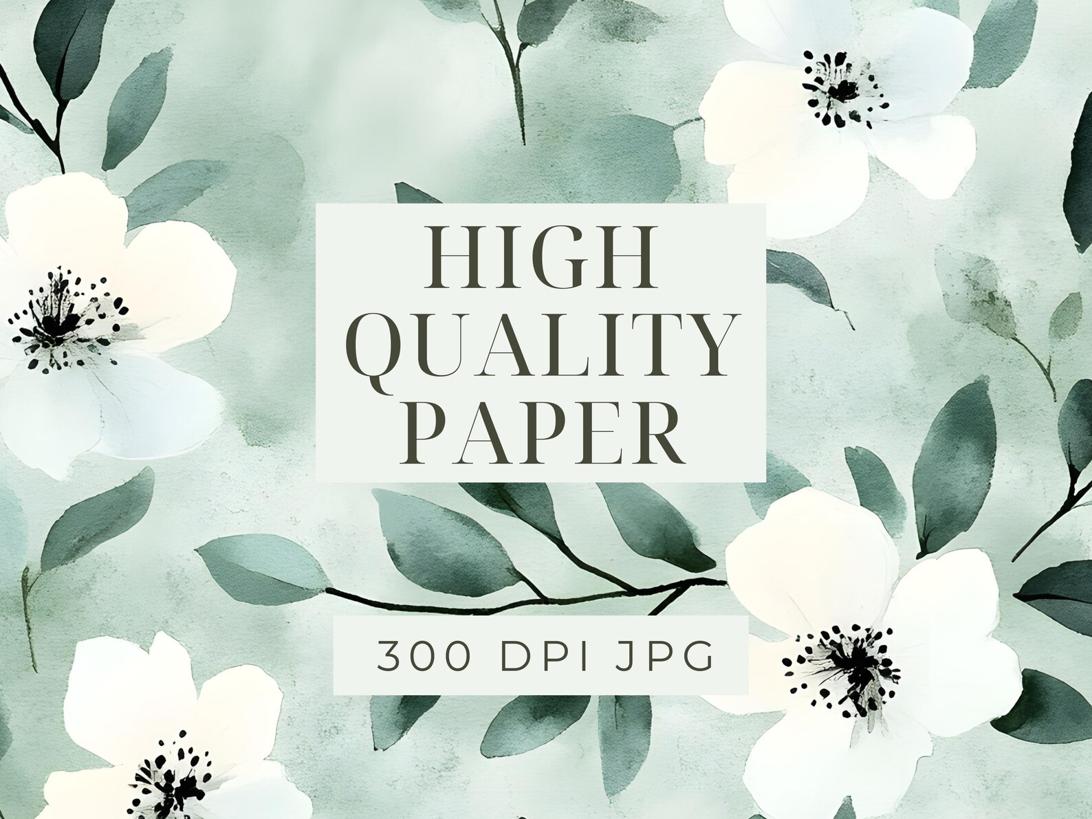 Sage Green Floral Digital Paper: Watercolor Scrapbook Backgrounds ...