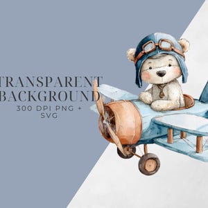 Little Aviator Clipart, Cute Airplane Clipart, Pilot Watercolor Art ...