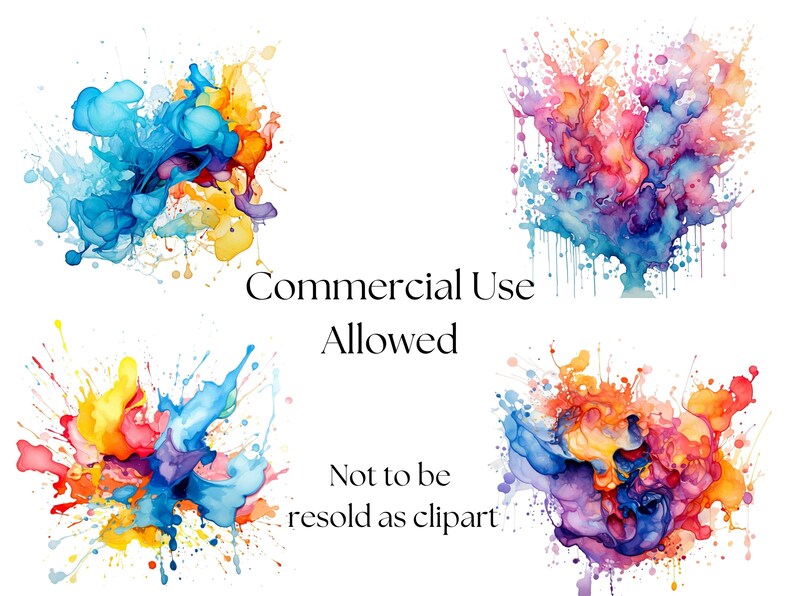 Watercolor Color Splash Clipart, PNG, Paint Splatter Clipart, Alcohol ...