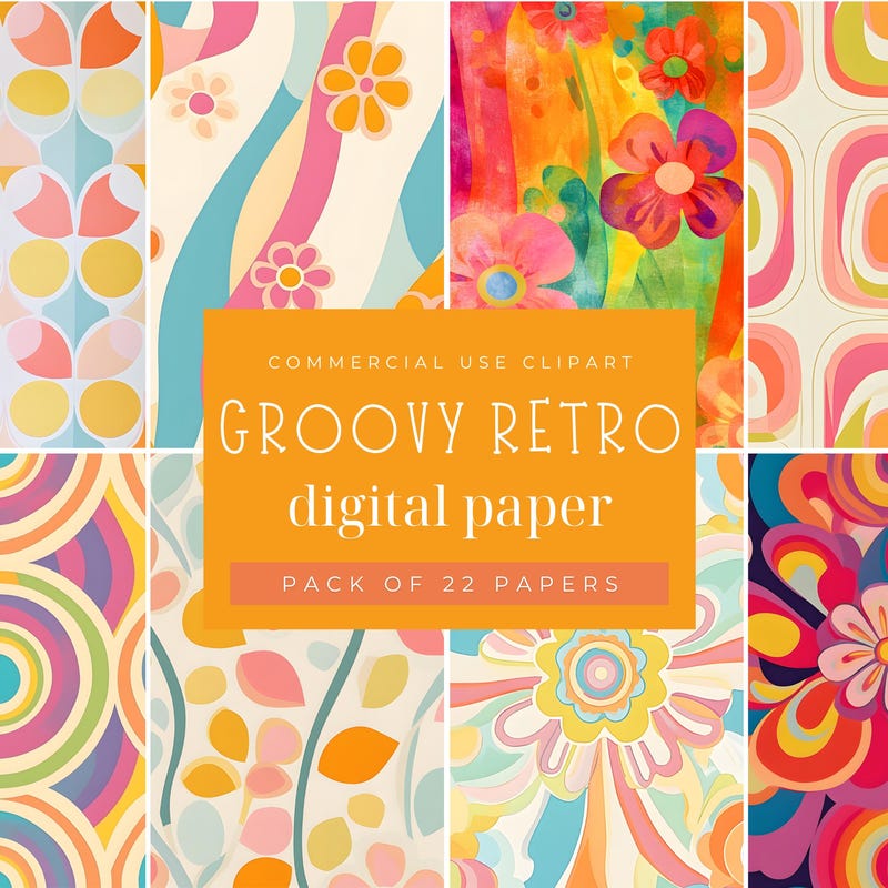 Retro Digital Papers - Etsy