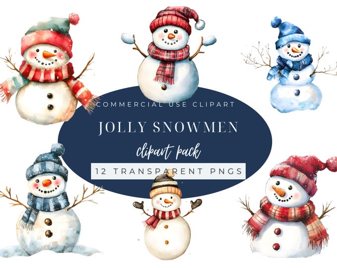 Christmas Snowman Digital Clipart - Etsy Singapore