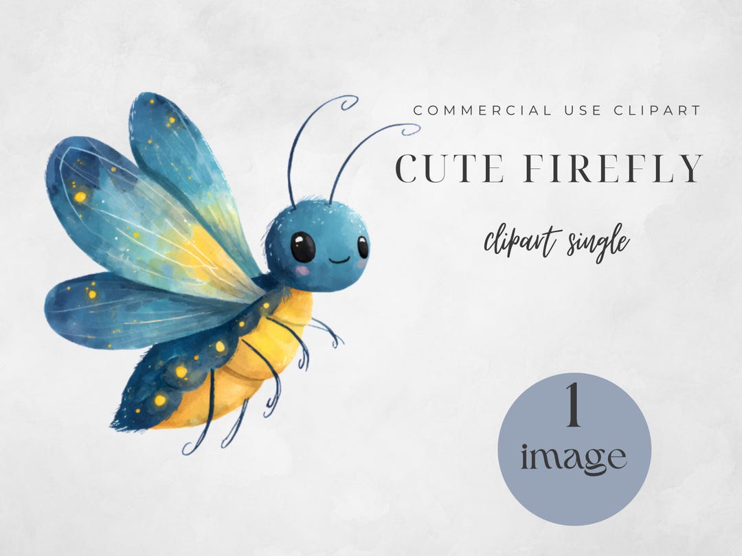 Lightning Bug Clipart, Watercolor Firefly Art, Cute Insect PNG, Digital ...