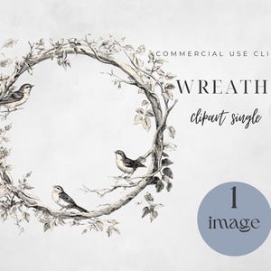 Bird Wreath Clipart: Spring Floral Watercolor (digital Download) - Etsy