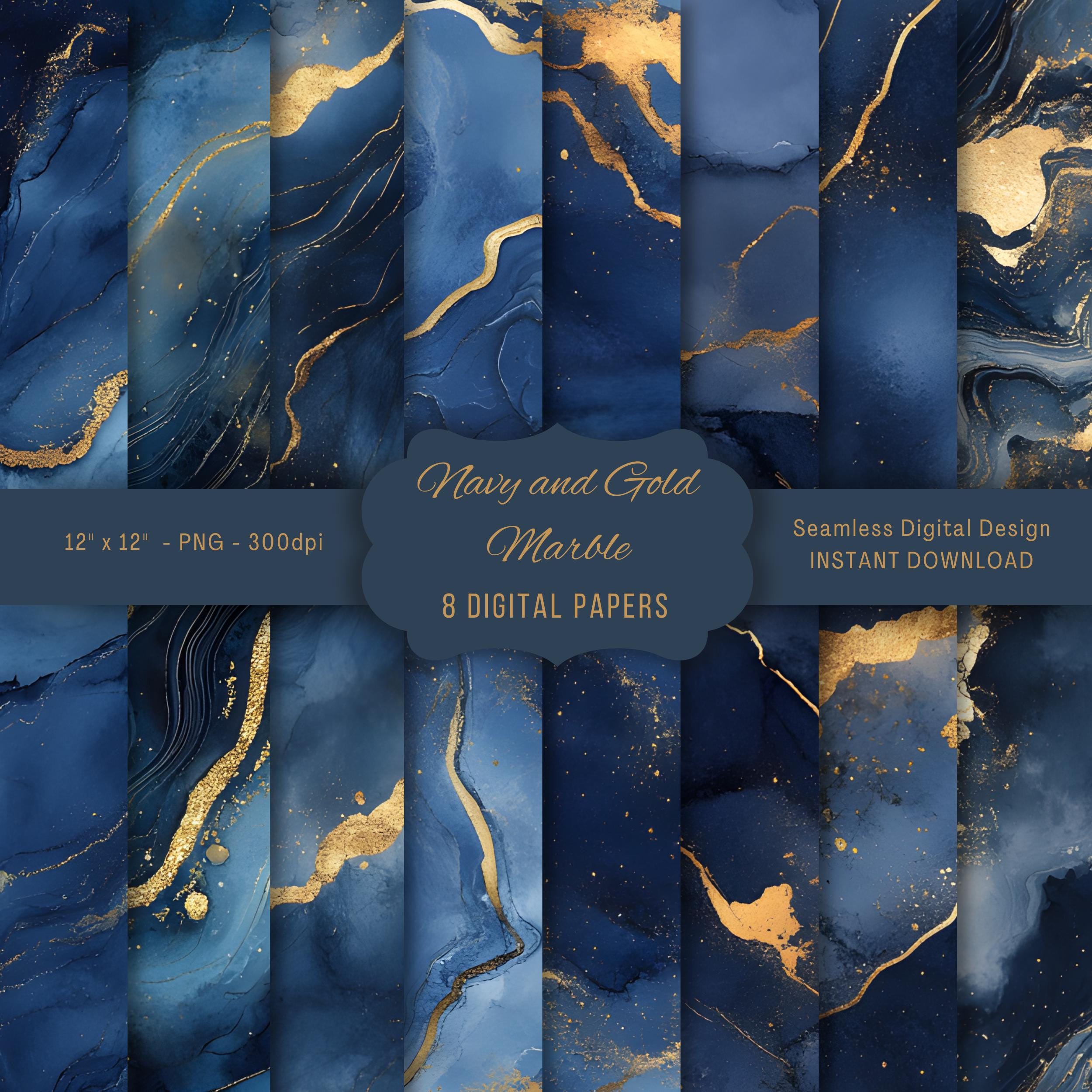 Navy and Gold Background PNG, Digital Download for Crafting, Elegant ...