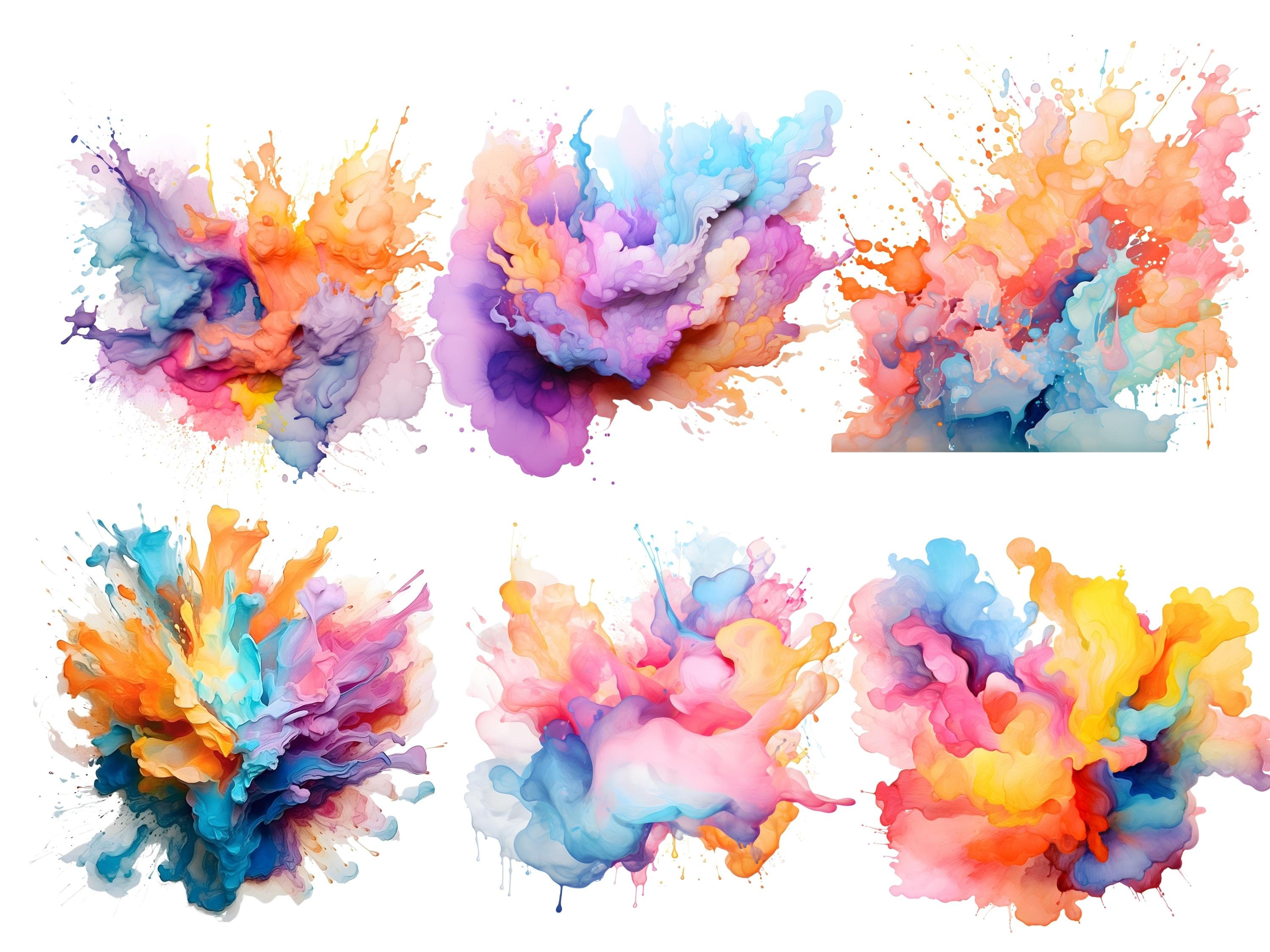 Watercolor Pastel Color Splash Clipart, PNG, Paint Splatter Clipart ...