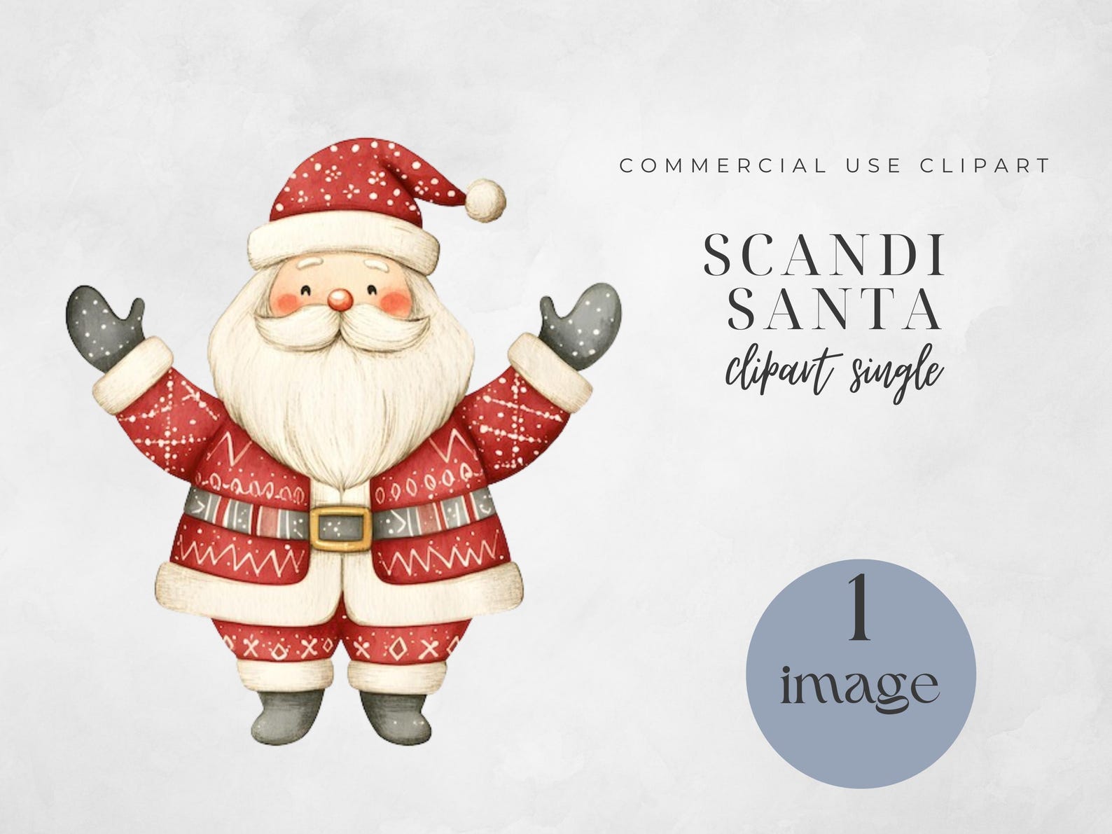 Watercolor Scandinavian Santa Clipart: Nordic Christmas PNG (digital ...