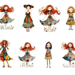 Quirky Girls Clipart, Whimsical Girls, Transparent Images, Cute Girl ...