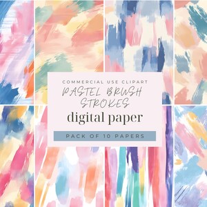 Brush Stroke Digital Paper, Abstract Designs, JPG Backgrounds, Instant ...