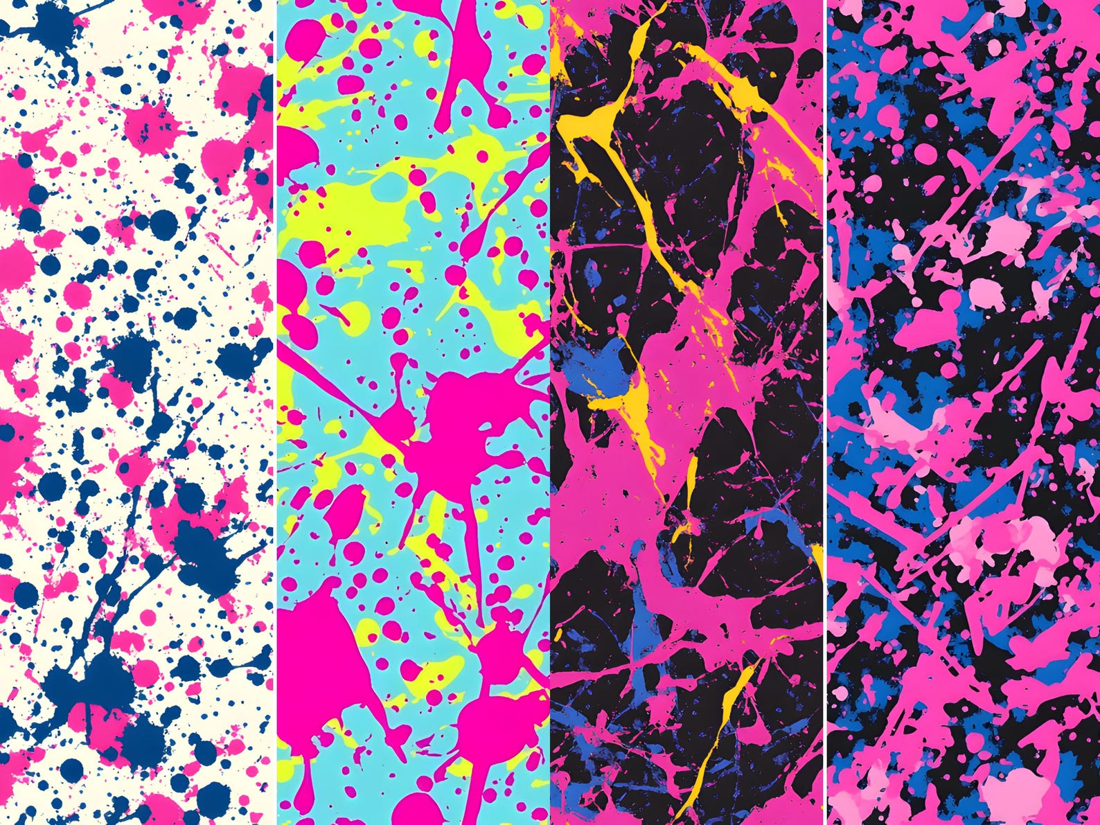 Neon Paint Splatter Digital Papers: Seamless Boho Patterns (digital ...