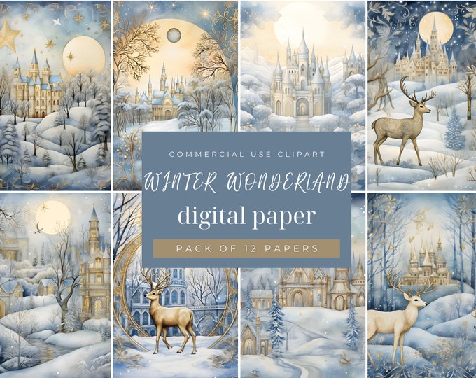 7 Winter Wonderland Landscape Watercolor Clipart, Printable High ...