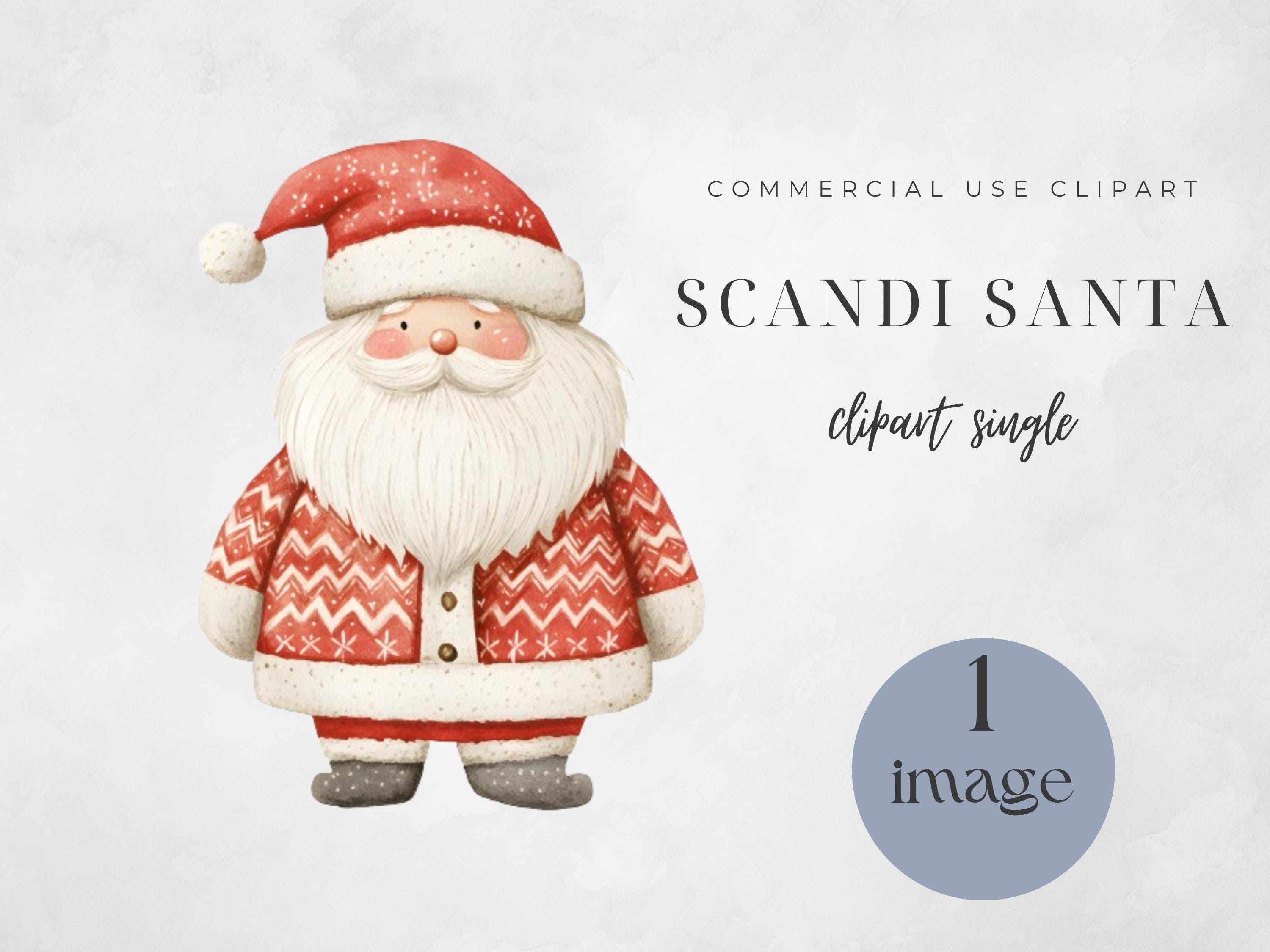 Nordic Santa Clip Art, Santa Png, Christmas Png, Watercolor ...