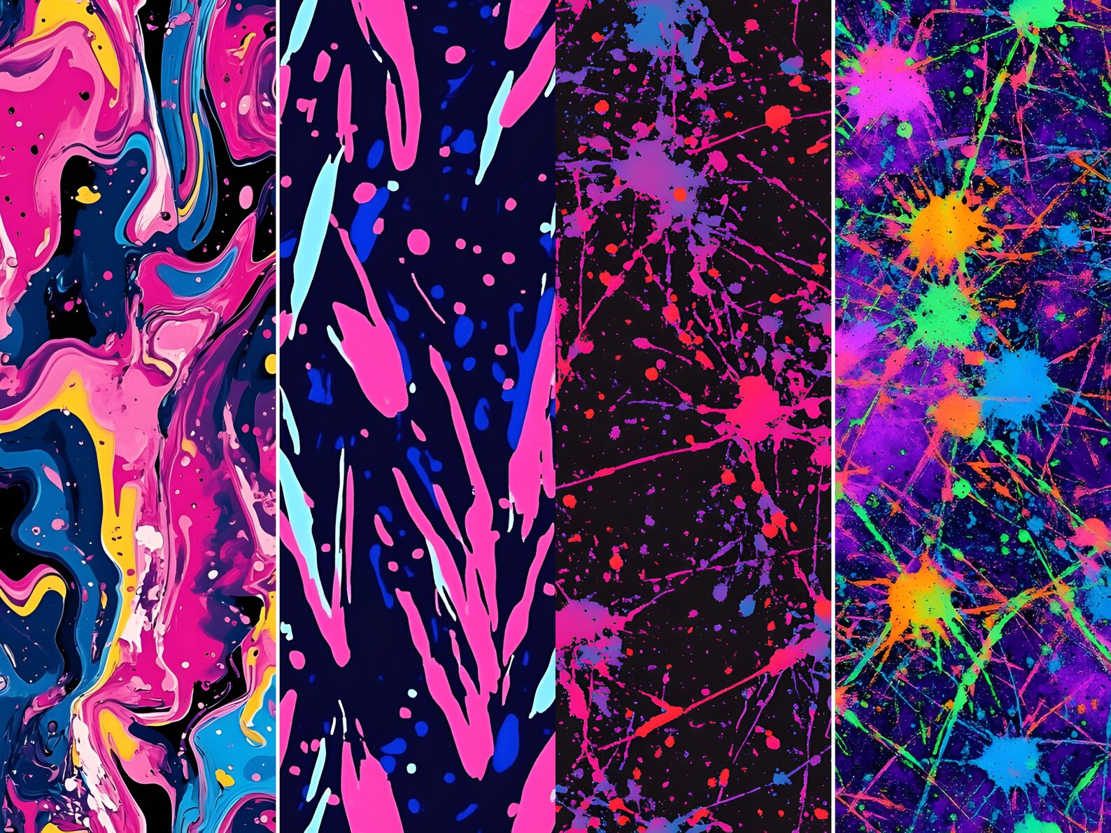 Neon Paint Splatter Digital Papers: Seamless Boho Patterns (digital ...