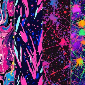 Commercial Use, Neon Paint Splatter Digital Papers Instant Download ...