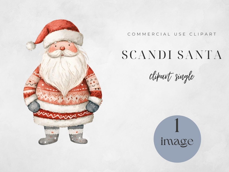 Nordic Santa Clip Art, Santa Png, Christmas Png, Watercolor ...